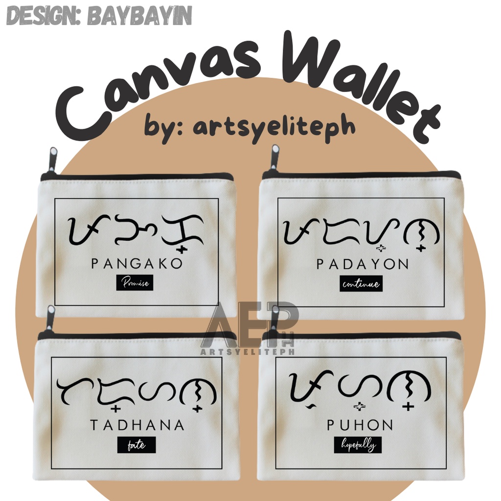 Beautiful Filipino words Baybayin Canvas wallet| 4X6 | Coinpurse ...
