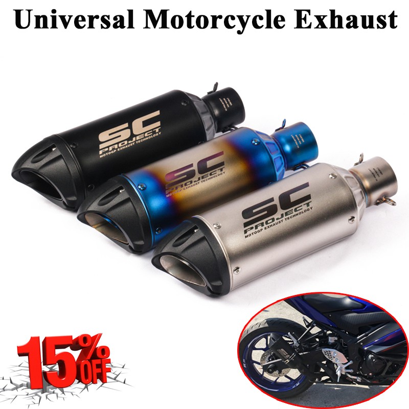 Universal SC Project Motorcycle Exhaust Modified 51mm Muffler Stainless ...
