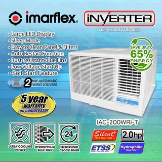 Imarflex Inverter Window Type Air Conditioner 2.0Hp with Remote IAC-200WRi-T | Shopee Philippines