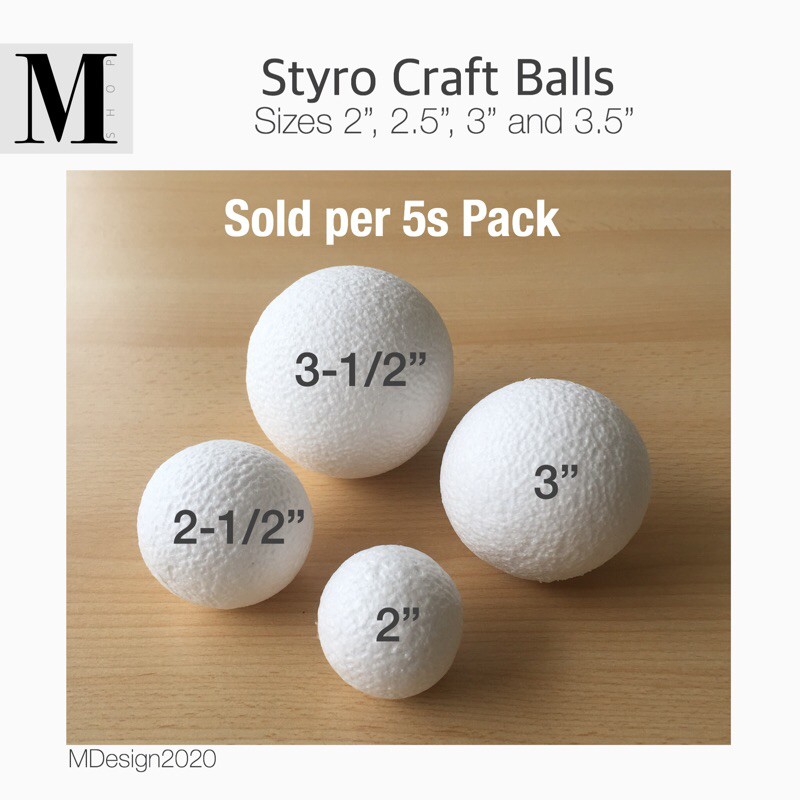 2”, 2-1/2”, 3” and 3-1/2” Styro Craft Balls, 5s Pack | Shopee Philippines