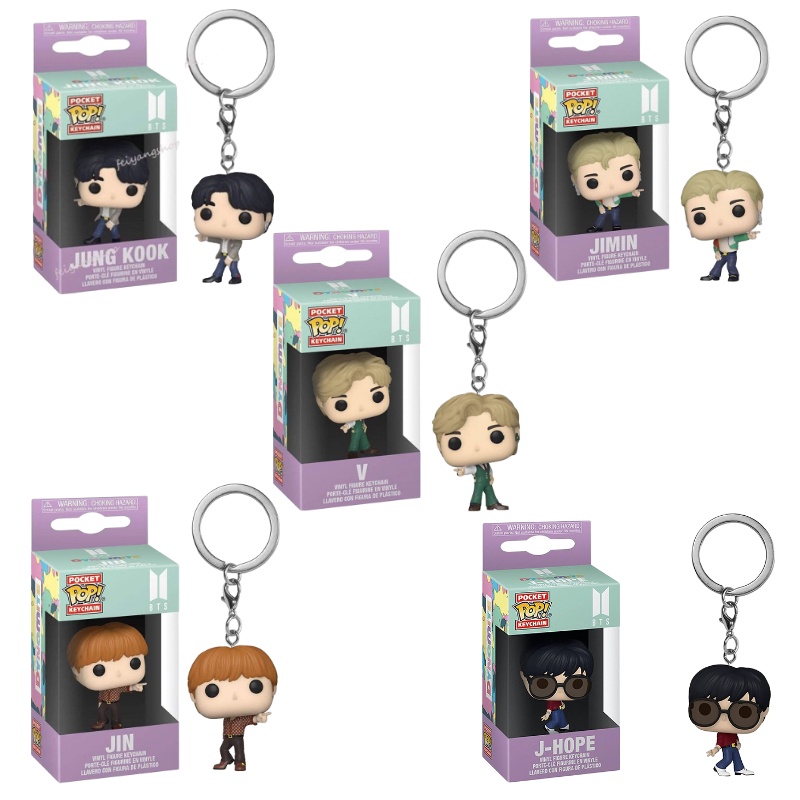 Funko Pop! Bangtan Boys BTS JUNG KOOK JIMIN V RM Keychain Action Figure Keyring Toys Model Dolls ...