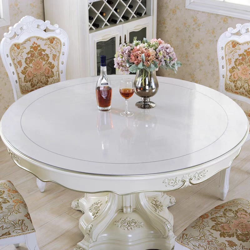 Tablecloth Clear Round Table Mat, 1mm Thick Round Plastic Table ...