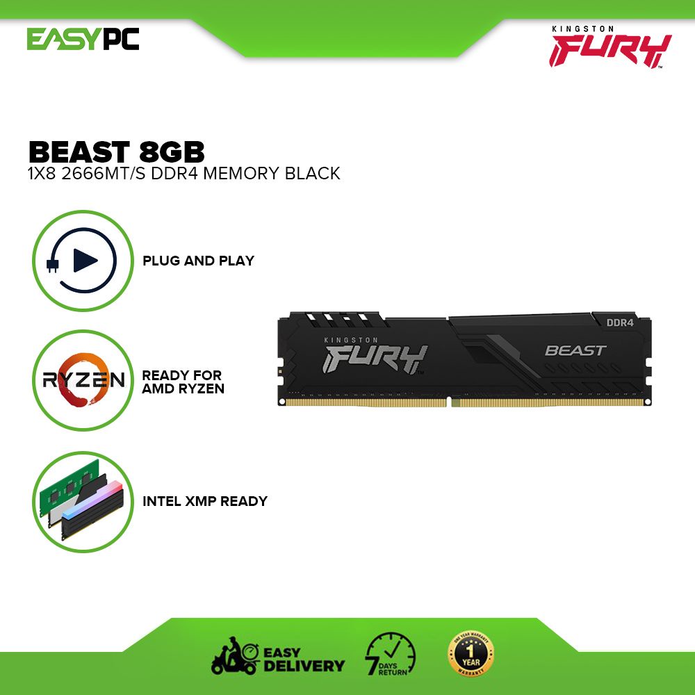 Kingston Fury Beast 4GB/8GB 2666mhz/8GB 3000mhz/16GB 3200mhz DDR4 Memory. Ready for AMD,Hyper X ...