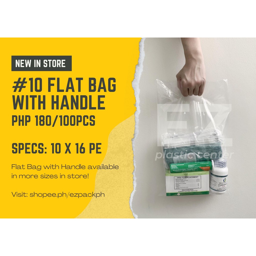 Plastic Carrier Bag with Handle (50pcs/100pcs) | PE Cloudy Clear ...