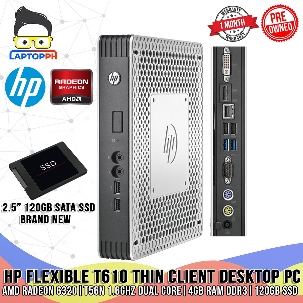 HP Flexible T610 Thin Client Desktop PC | ATI AMD Radeon 6320 1.6gHz ...
