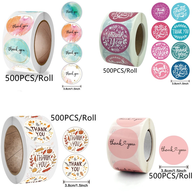 500pcs Round Pink paper label sticker thank you sticker scrapbook 1.5 ...