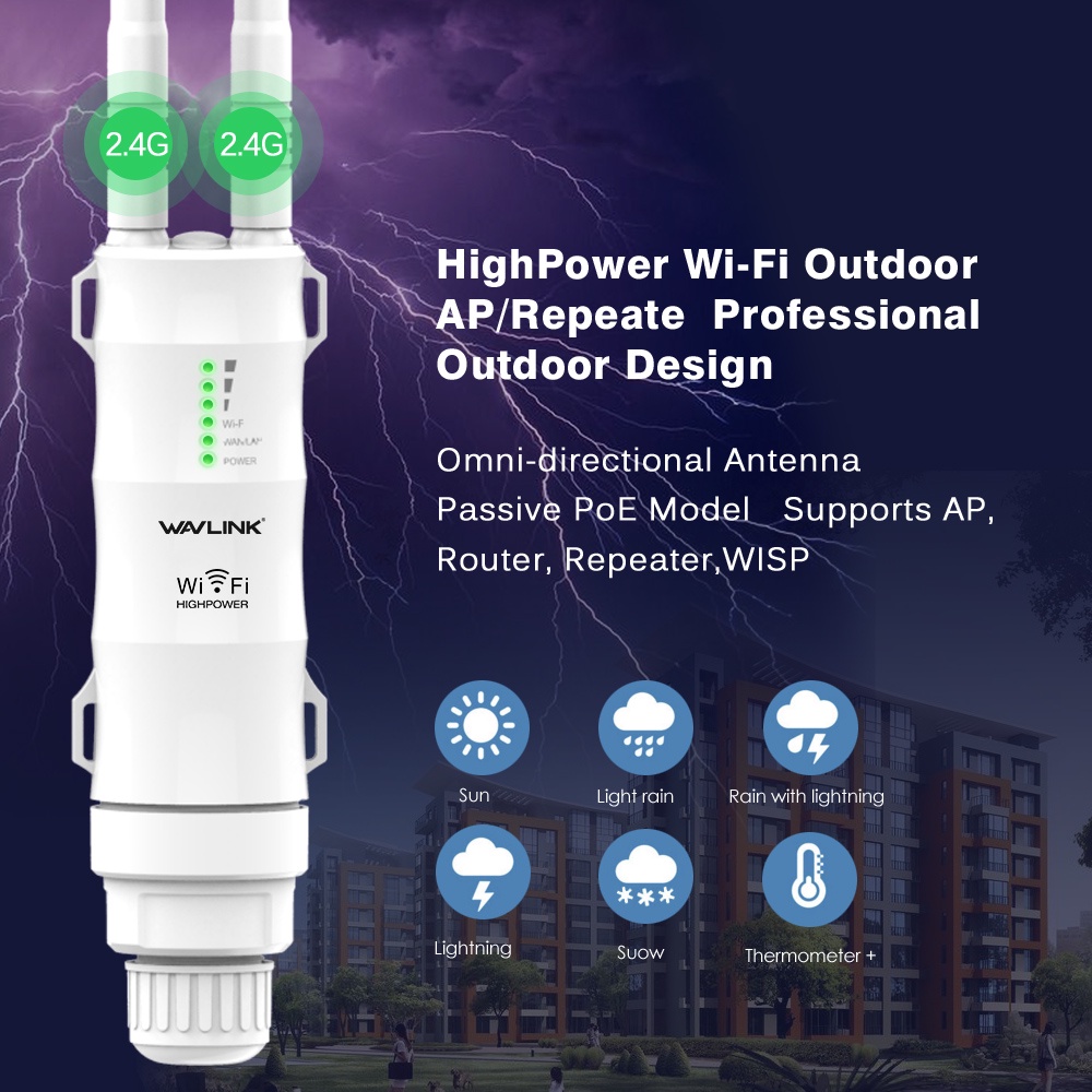 Wavlink N300 High Power Wi-Fi Outdoor Access Point Range | Shopee ...
