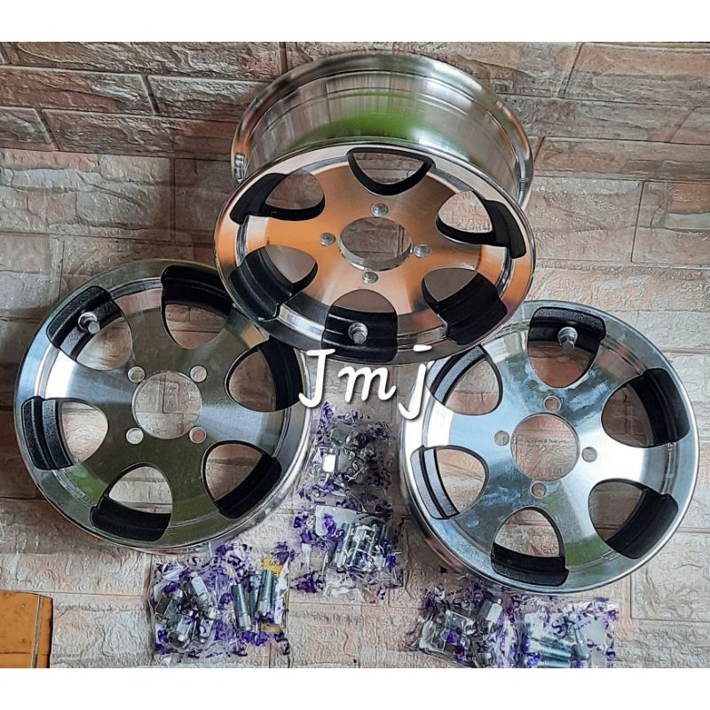 BAJAJ RE/TVS KING /PIAGGIO ALLOY MAGS WHEEL (3pcs) WITH STUD BOLT AND ...