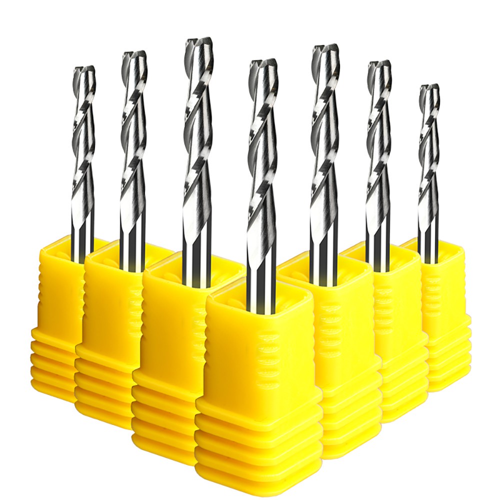 3.175 1/8 Shank 2 Flute Spiral Milling Cutter CNC Flat Nose End Mill ...