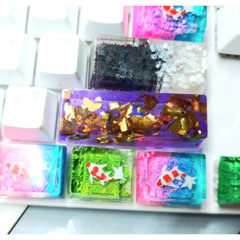Resin shift Keycap 2.75U (right shift) purple tone with gold leaves ...