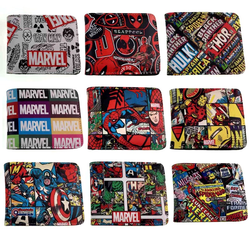 Marvel Wallet Spiderman Super Heroes Anime Men's Wallet PU Cartoons Men ...