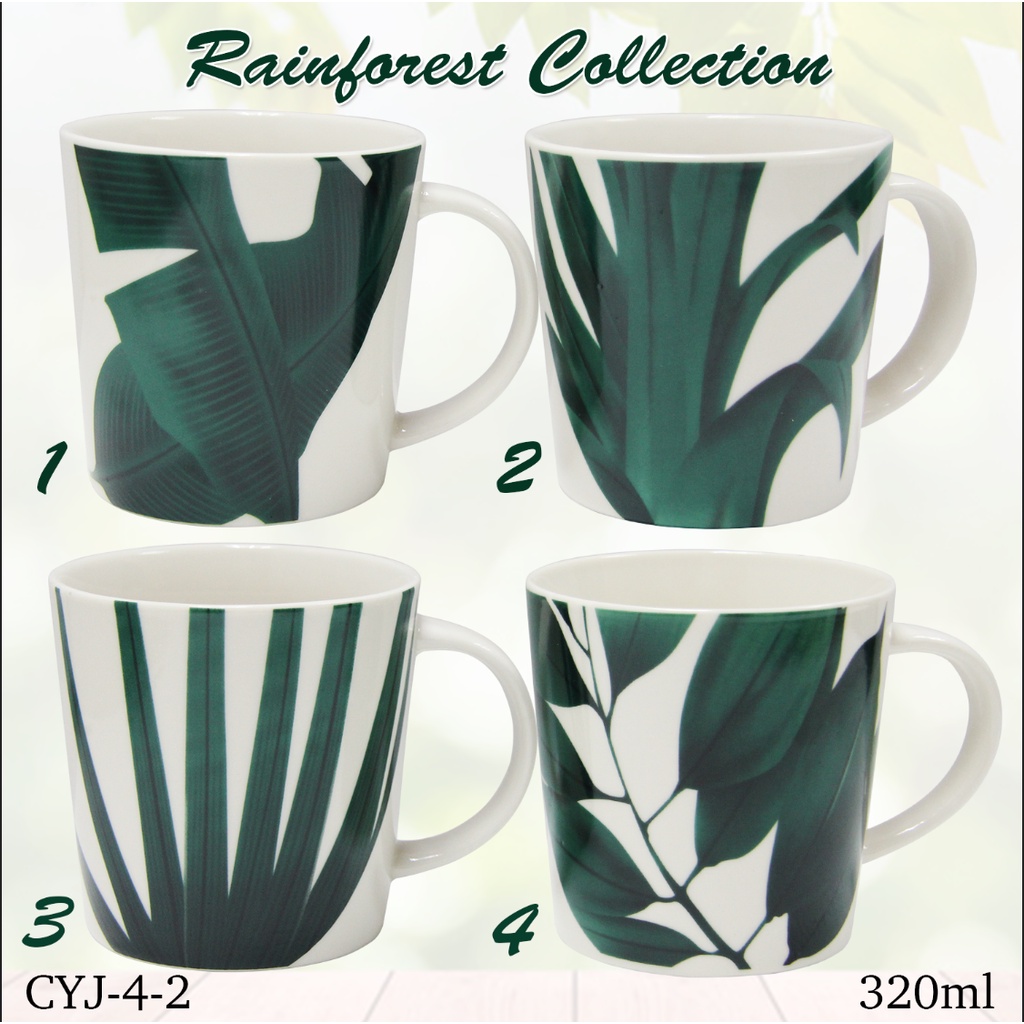 Rainforest Green Leaves Plant Forest Nicole Collections CERAMIC MUG CUP ...