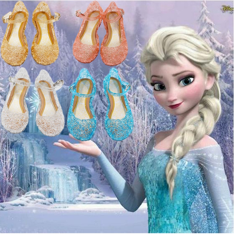 Cinderella Girls Princess Shoes Frozen Elsa Crystal Sandals | Shopee ...