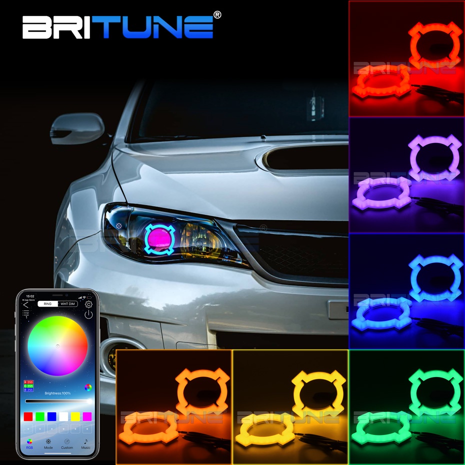 LED Angel Eyes RGB Halo Rings X Shape Bluetooth-compatible APP Control ...