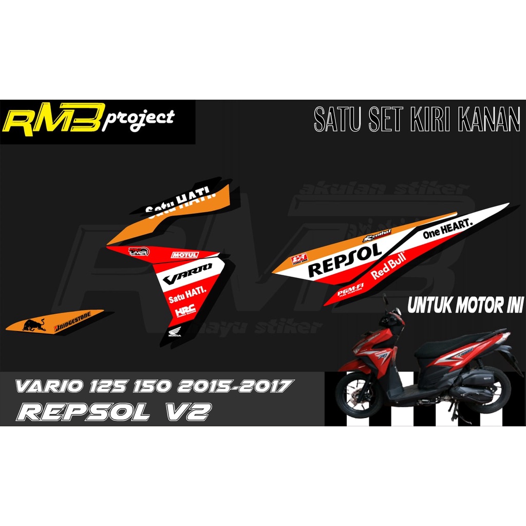 Honda Click 125 150 2015-2017 Repsol v2 striping Sticker | Shopee ...