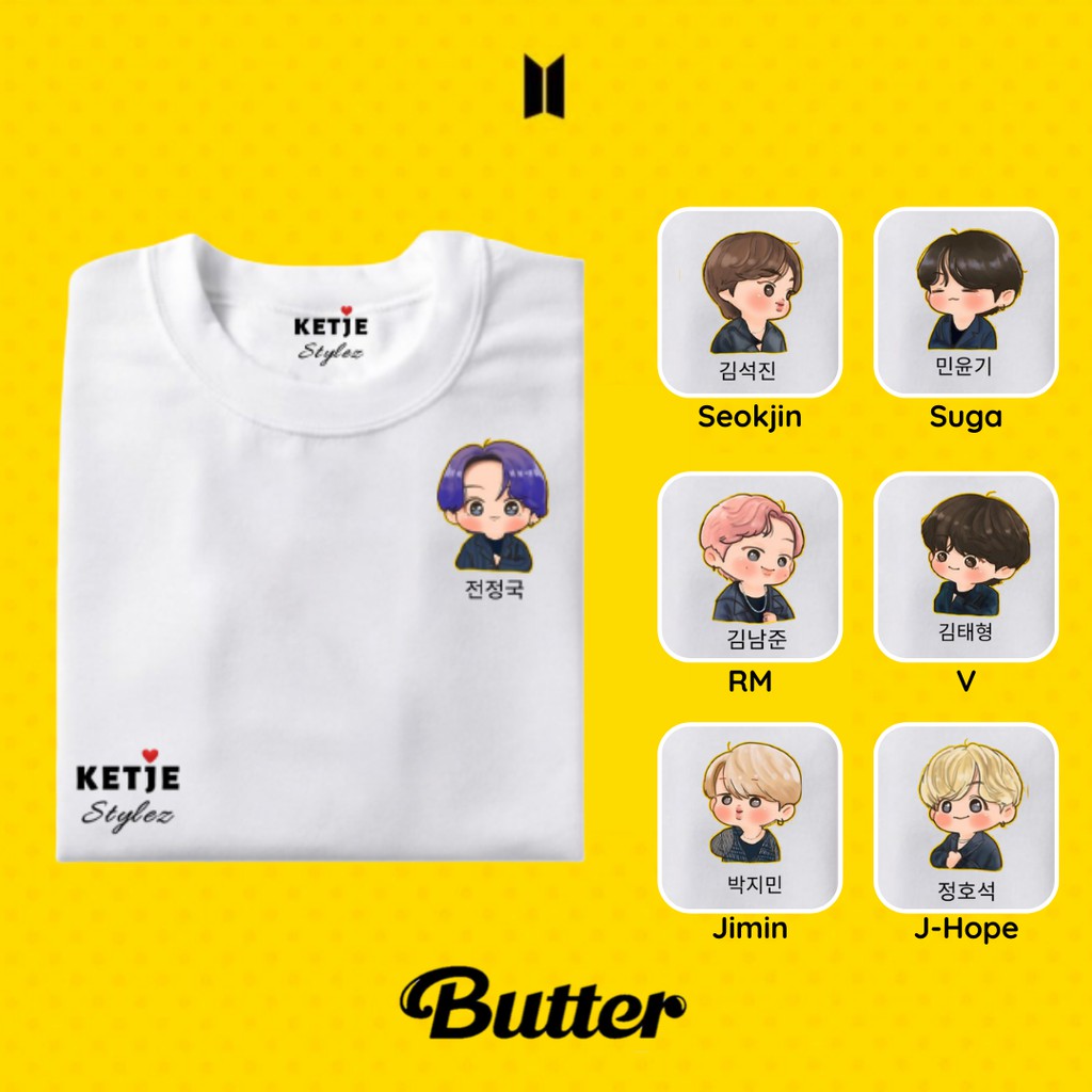 Bts Butter Chibi Bangtan Kpop T-Shirt RM Jungkook JHope Suga Jimin V ...