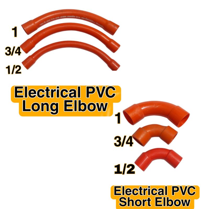 PVC Orange Electrical Elbow Long | Short 1/2" 3/4" 1 | Shopee Philippines