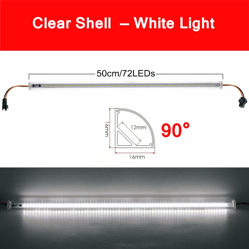 V-Type Wall Corner Tube 72 LEDs US AC220V 50CM LED Bar Light Stick-on ...