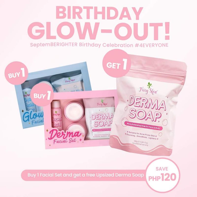 FAIRYSKIN GLOWING SET NEW PACKAGING FREE DERMA SOAP BIG | Shopee Philippines
