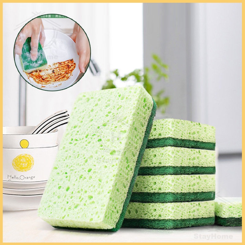 COD Ready Stock Wood Pulp Sponge Block Non-Oily Magic Wipe Kitchen ...