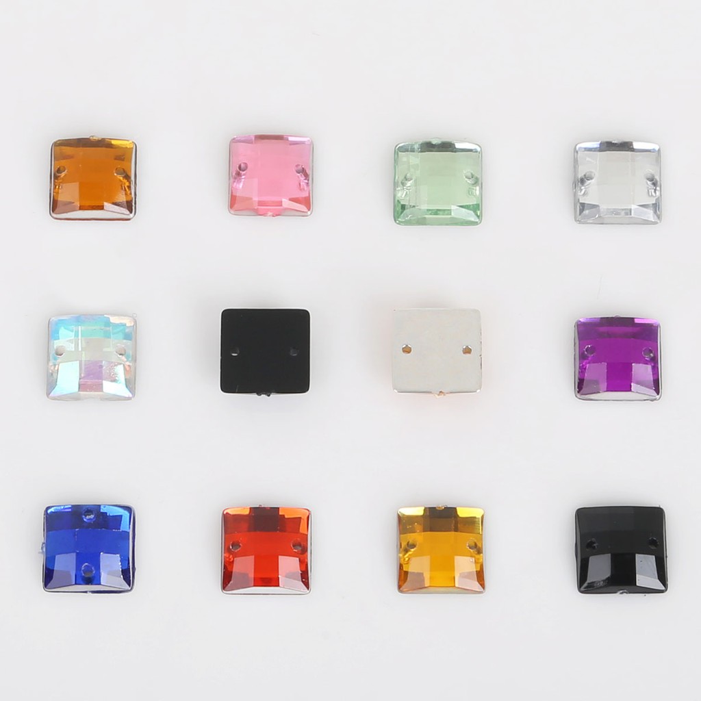 100PCS Sew-on Acrylic Rhinestones 10x10mm Acrylic Crystal Flat Back ...
