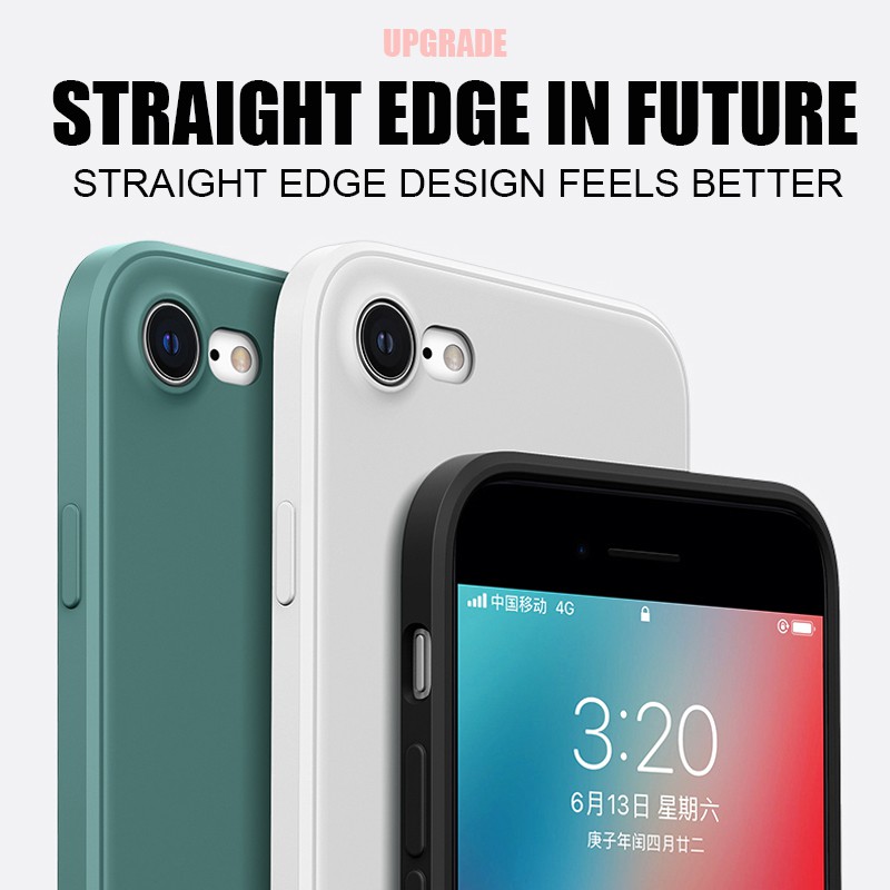 New Luxury Square Liquid Silicone Soft Case For iPhone 7 8 6 6s Plus SE ...