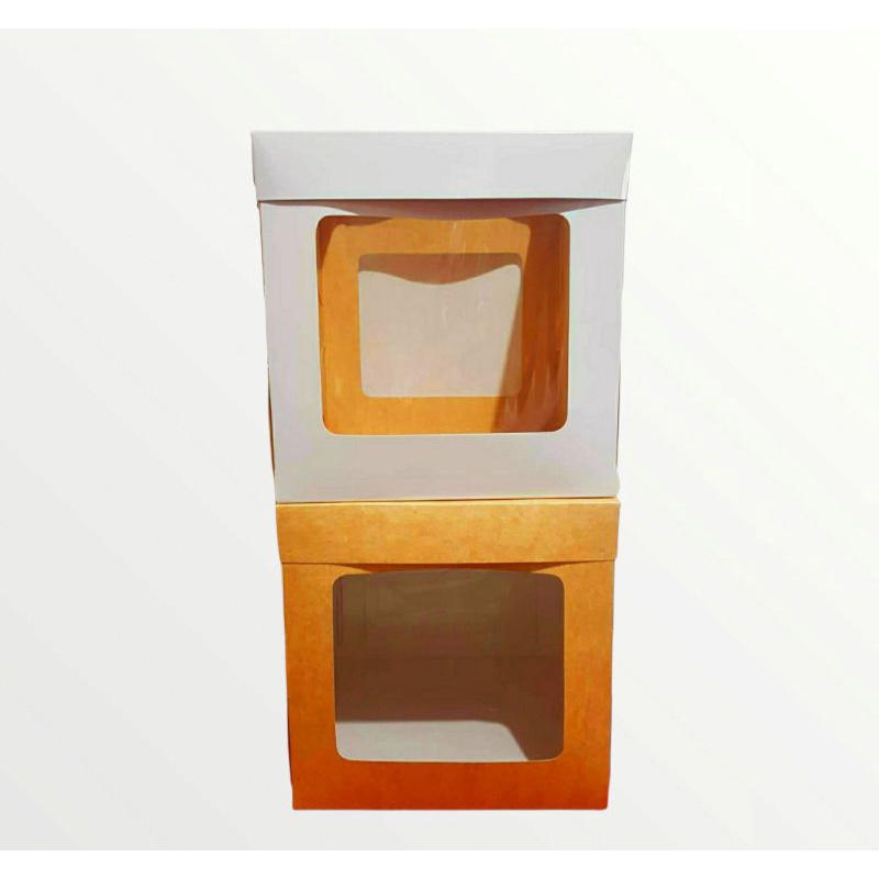 10x10x10 Tall Cake Box / Reversible White /Kraft/Gold | Shopee Philippines