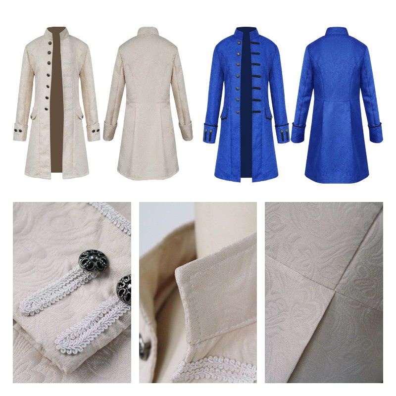 Renaissance Medieval Steampunk MenTrench Coat and Shirt Set Vintage ...
