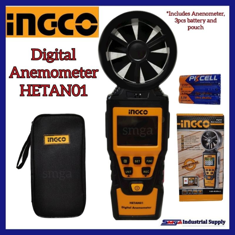 Ingco Digital Anenometer HETAN01 (with pouch and batteries) | Shopee ...