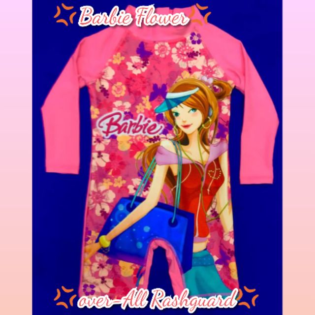 Sale! Barbie Over All Character Print Long sleeve Rashguard For Girl # ...