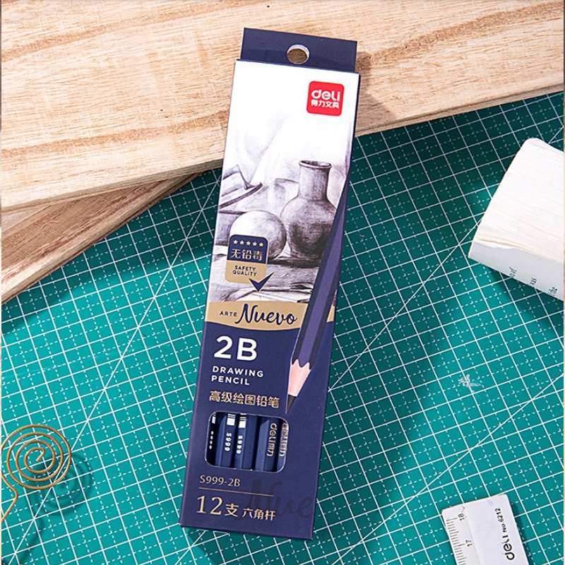 Deli B-14B Drawing Pencil Graphite Sketch Pencil Art Painting Supplies ...