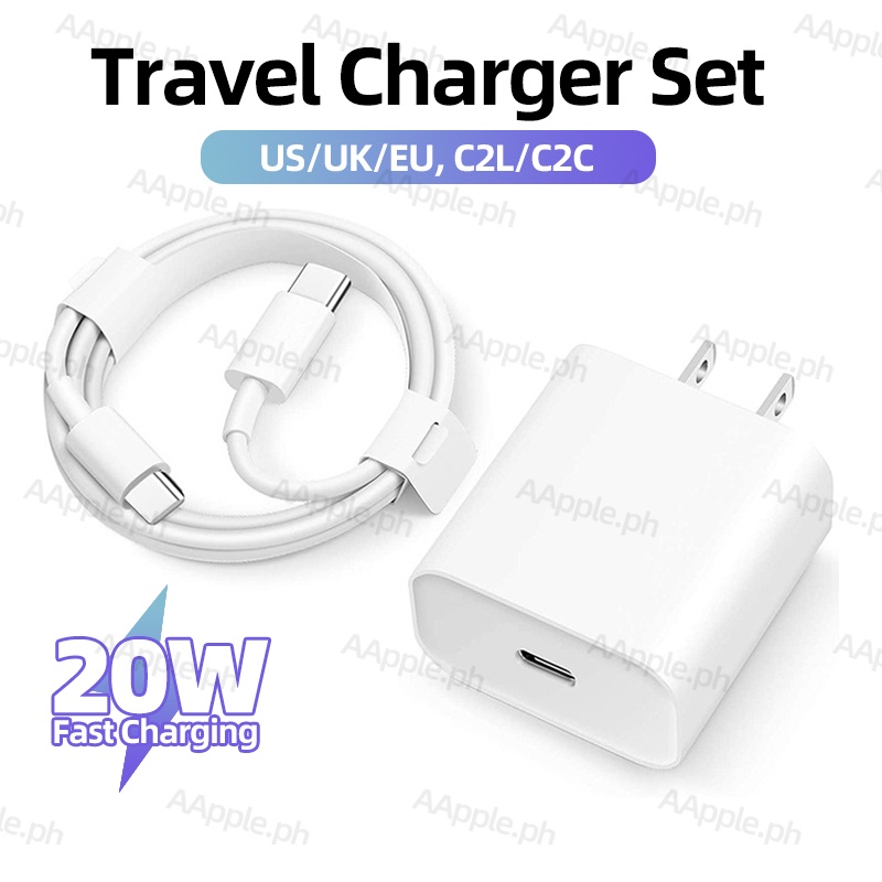 Travel Charger Set US UK EU Plug 20W USB-C Power Adapter Fast Charging ...