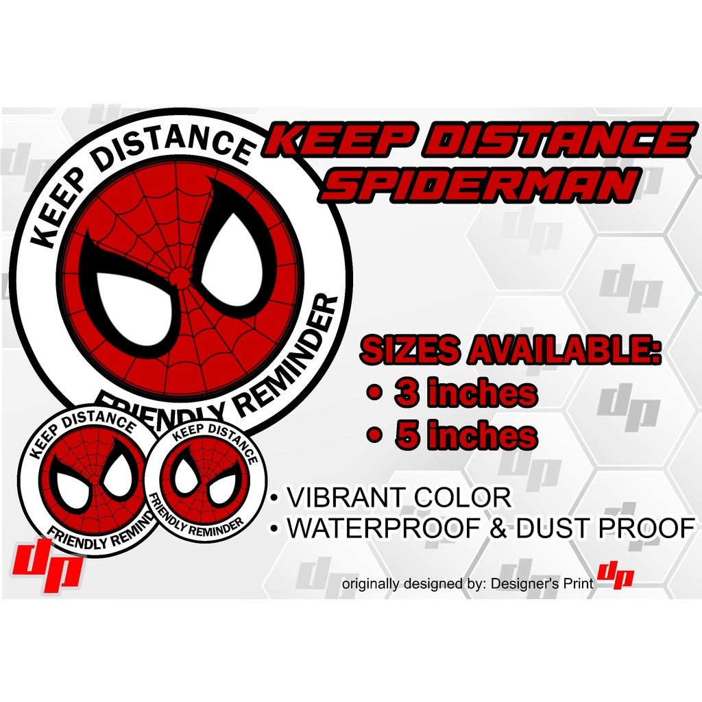 KEEP DISTANCE STICKER - SpiderMan Design | Decals for cars, Motorcycle ...