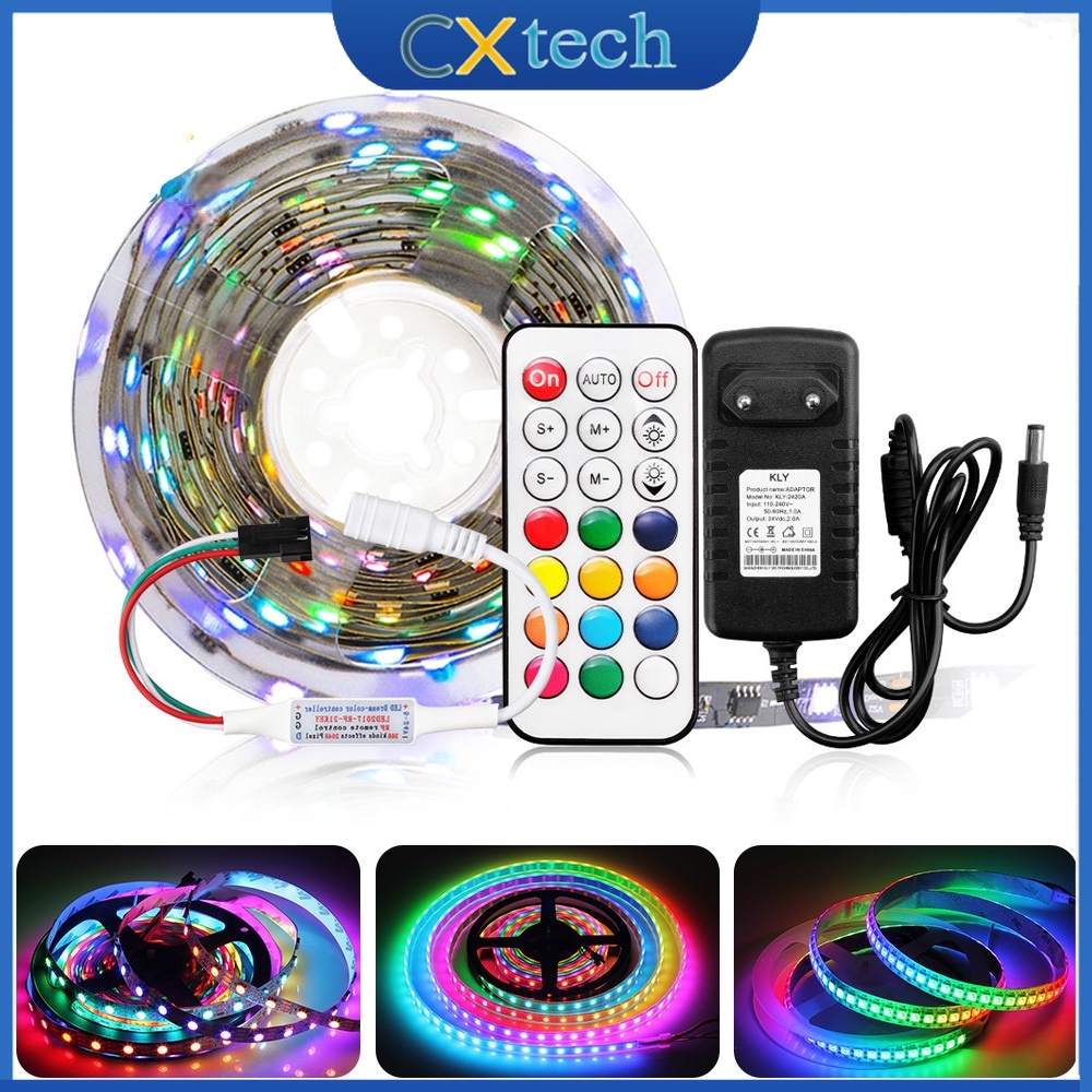 SMD 5050 WS2812B DC5V RGB LED Strip Set Addressable 30leds/m 60Leds/m ...