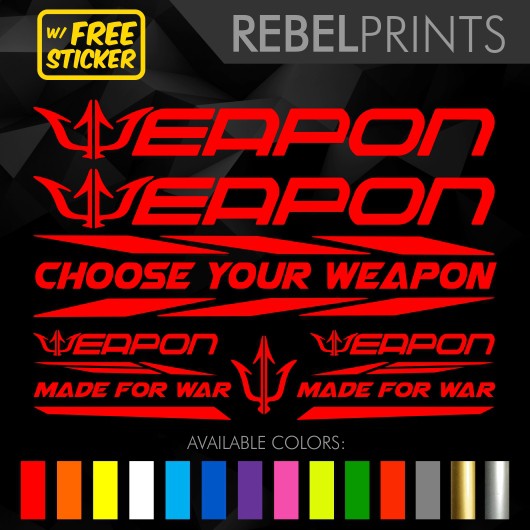 WEAPON Bike Frame Sticker Decals Vinyl for Mountain Bike and Road Bike ...