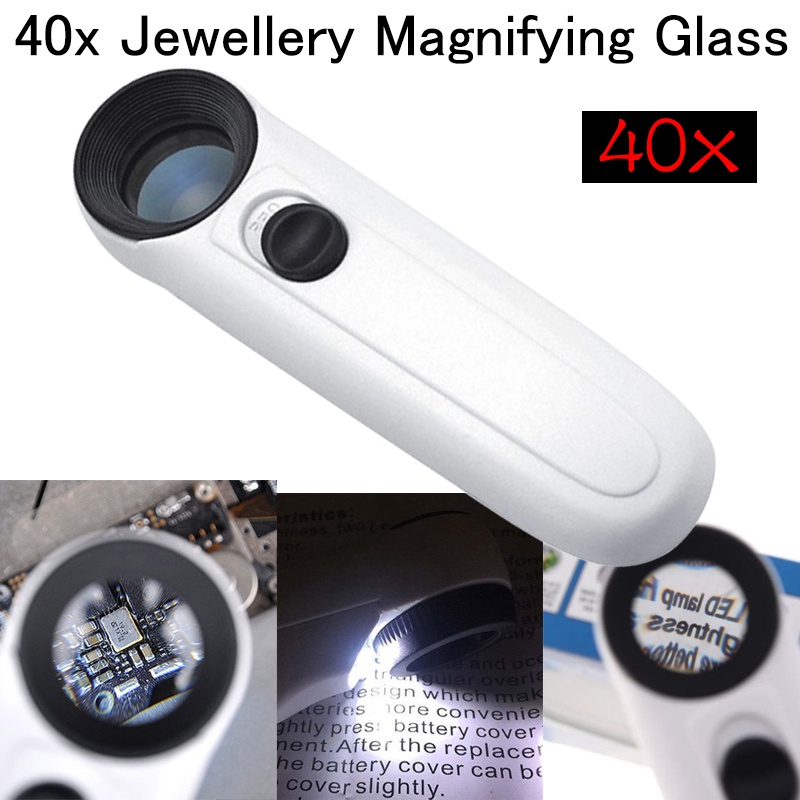 1 Pcs Magnifier 40x Magnifying Glass Handheld Jewelry Loupe Loop with 2 ...