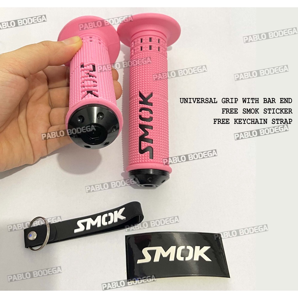 SM0K Handle grip with Black bar end PINK rubber universal AER0X NMAXPCX ...