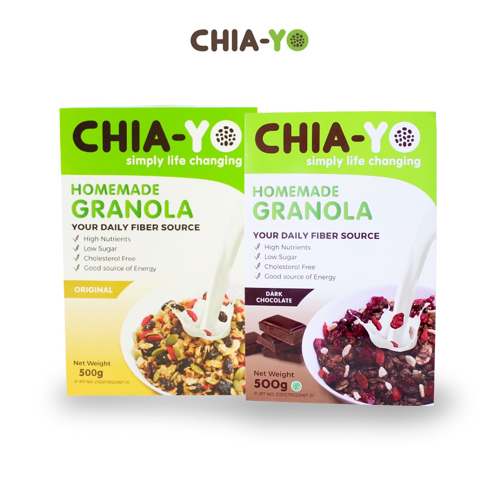 Chiayo Package of 2 Homemade Granola 500gr (Original & Dark Chocolate ...