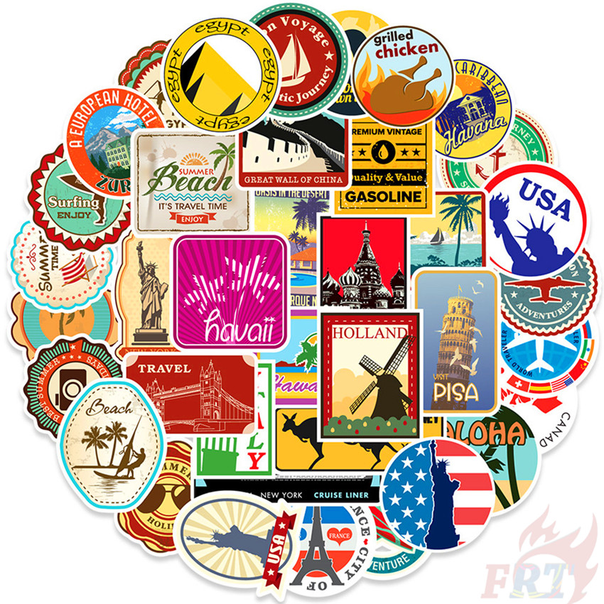 100Pcs/Set Famous Tourist City Scenery Series 02 - City Travel Stickers ...