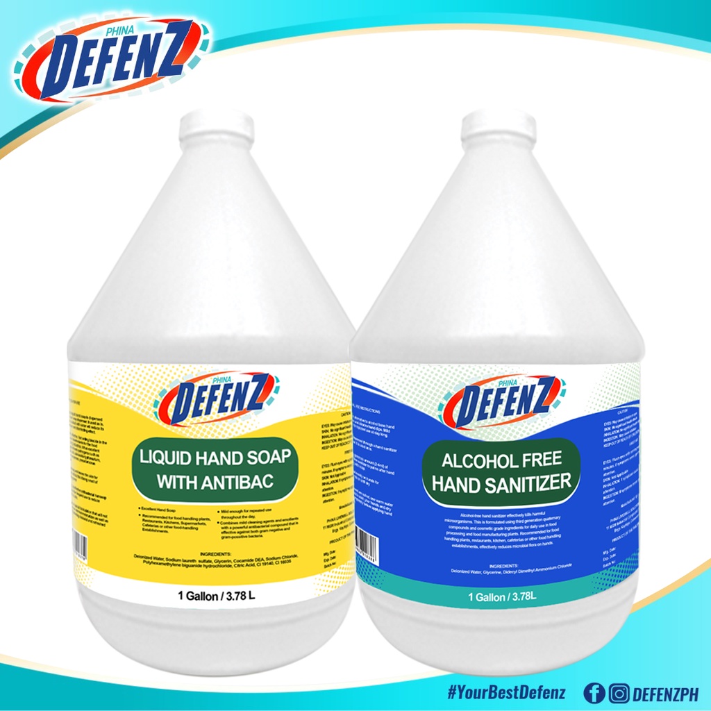 Defenz Liquid Hand Soap with Antibac and Alcohol Free Hand Sanitizer 1 ...