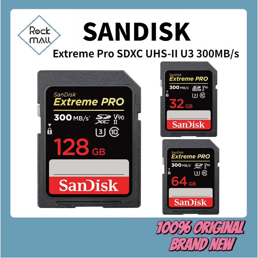 SanDisk 32GB 64GB 128GB Extreme PRO UHS-II SDXC U3 300MB/s Memory Card ...