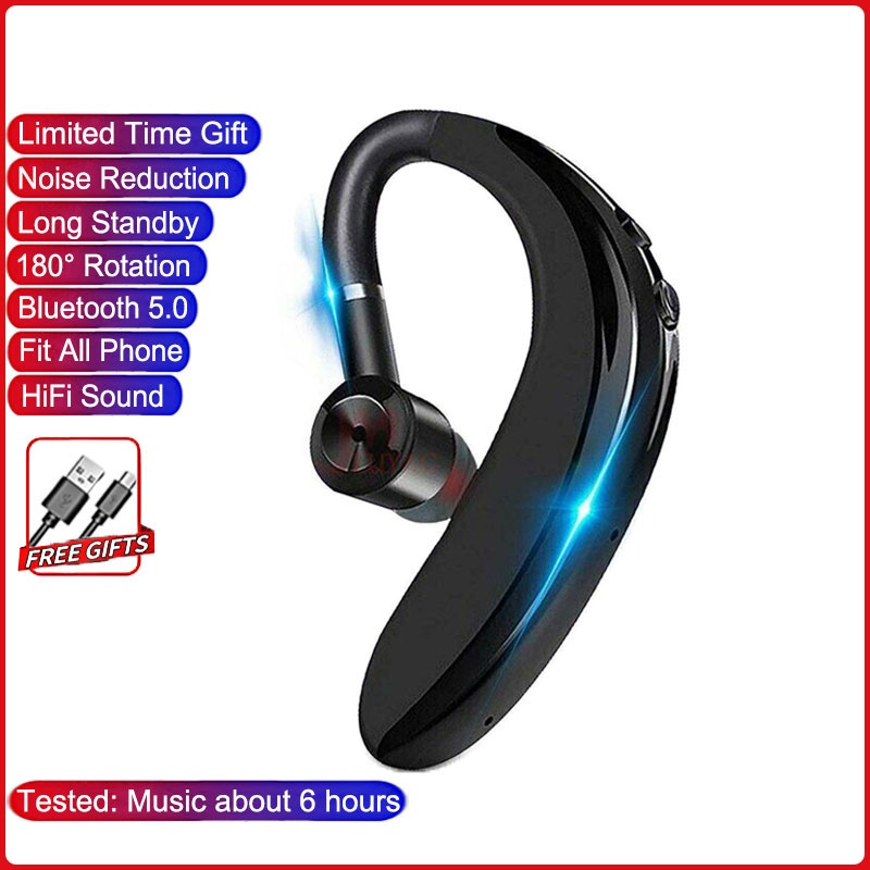 Bluetooth Headset with Mic 5.0 Wireless Earphones Business Single Ear ...