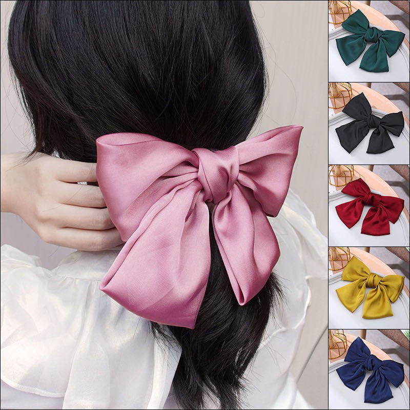 big bow Ribbon bowknot riband Bow Hair Clip Satin fashion | Shopee ...