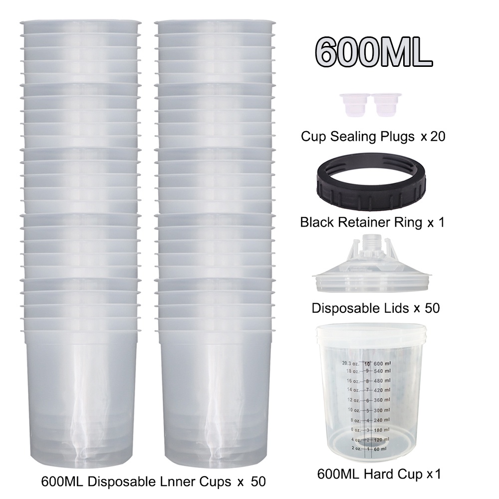 Spray Paint Gun Mix Cups Type H/O Gravity Feed Quick Cup Spray Gun Cans ...