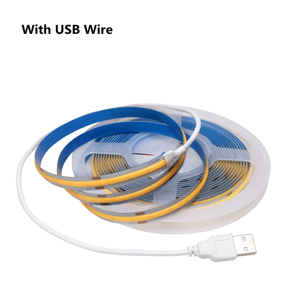 5V USB LED COB Strip Light Touch Dimmable Switch Flexible Led Tape 320 LEDs High Density Soft ...
