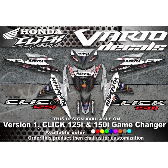 HONDA CLICK I125i/150i V1,V2&V3 DECALS STICKER FOR MOTORCYCLE PARTS AND ...