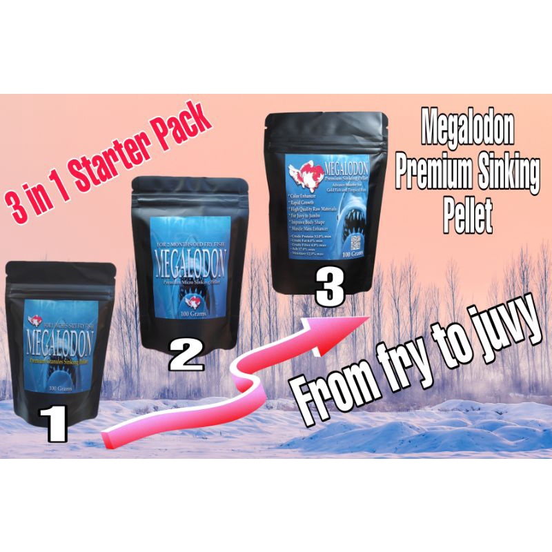 Megalodon Premium Sinking Pellet Starter Pack (3 in 1) from fry up to ...