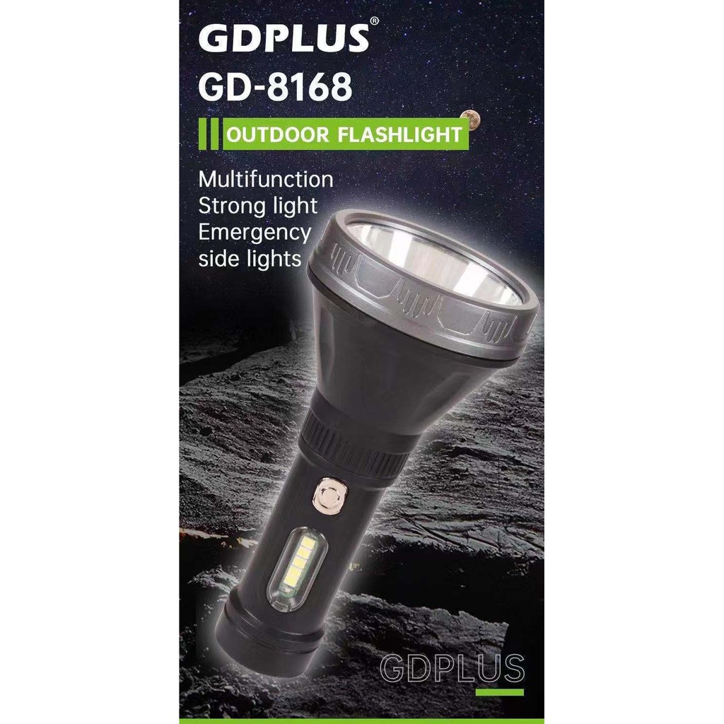GDPLUS GD-8168 USB Ultra-Bright Flashlight LED Rhargable Compact Flash Spotlight Lamp Waterproof ...