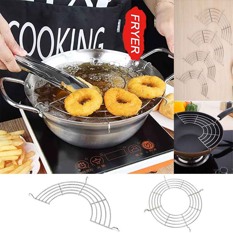Stainless Steel Semicircle Oil Strainer Frying Pan Oil Drain Rack Food ...