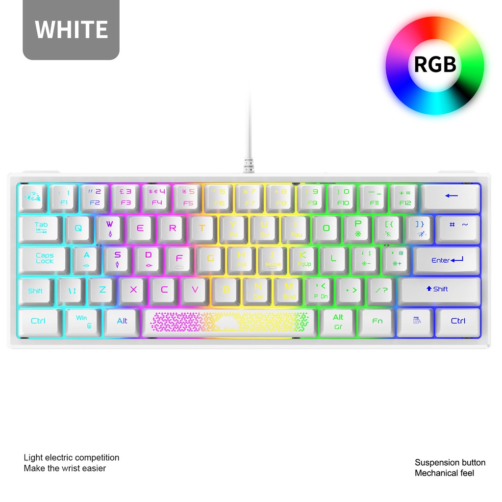 RK ROYAL KLUDGE K61 60% Size 62key Mini Game Keyboard RGB Backlight E ...